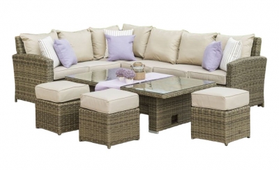 Maze Winchester Natural Rattan Rising Table Corner Garden Dining Set by ...