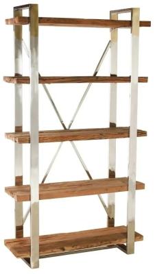Clearance - Railway Sleeper Tall Shelving Unit, 180cm Bookshelf with 5 ...