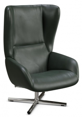 Chef Balder Dark Green Leather Swivel Recliner Chair by Choice ...