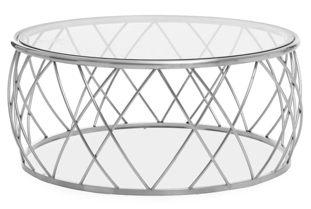 Ackley Clear Glass Round Coffee Table with Chrome Base by Choice ...