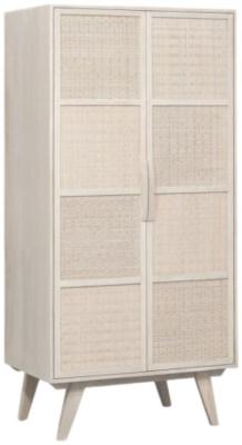 Lincoln White Washed Mango Wood and Rattan 2 Door Wardrobe by Choice ...