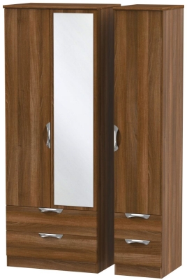 Camden Walnut Effect 3 Door Tall Combi Wardrobe - 1 Mirror by Choice ...