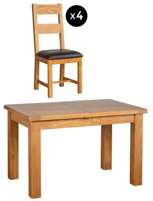 Somer 4-8 Seater Oak Extending Dining Set - 4 Ladder Back Dining Chair ...
