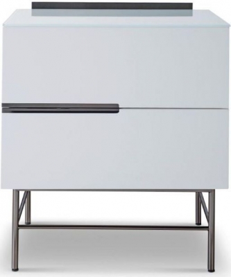 Alberto White and Chrome Metal 2 Drawer Bedside Cabinet by Choice ...