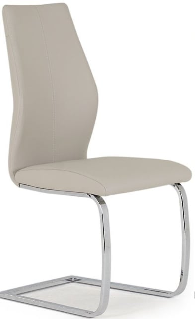 Elis Dining Chair - Set of 2 - Taupe Faux Leather - Chrome by Choice ...