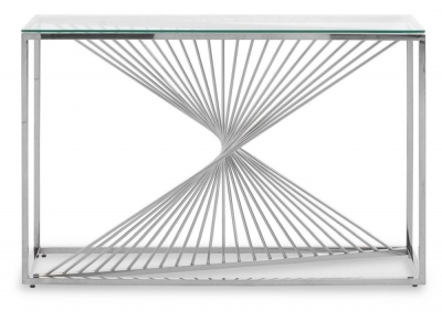 Amella Glass Console Table with Silver Base by Choice Furniture Superstore | ufurnish.com