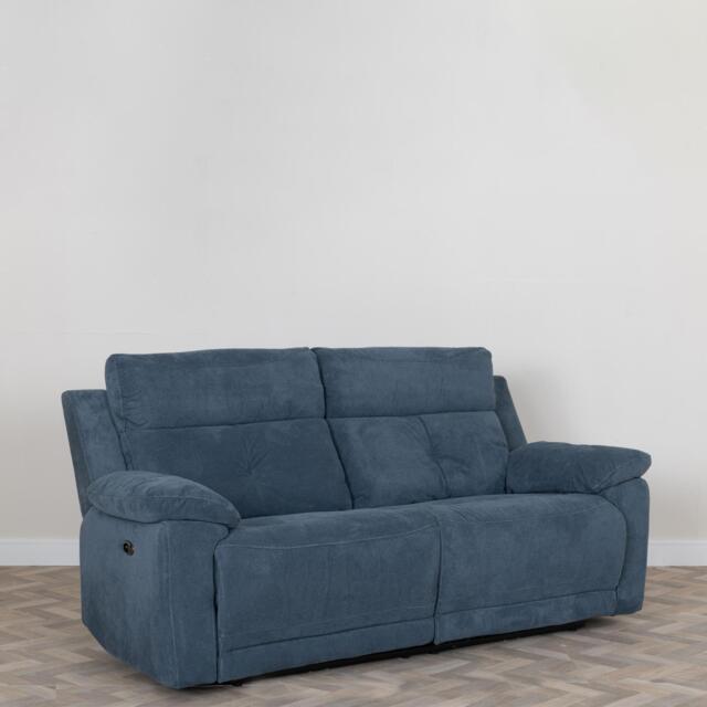 Augusta Electric Recliner Sofa - 3 Seater - Ancona Blue Fabric by ...