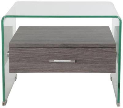Modern Grey Wood Effect and Glass 1 Drawer Bedside Table by Choice ...