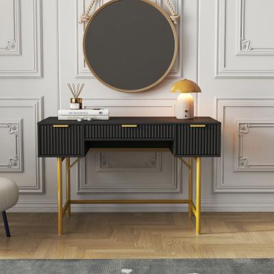 Clearance - Ridged Black and Gold 3 Drawer Dressing Table by Choice ...