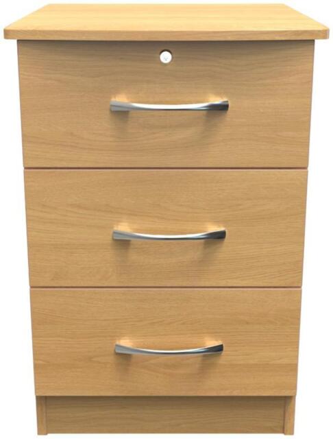 Eve Oak Effect 3 Drawer Bedside Cabinet with Lock by Choice Furniture ...
