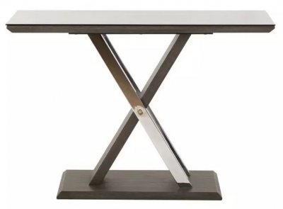 Xavi Grey Glass Top Console Table with X Pedestal Base by Choice ...