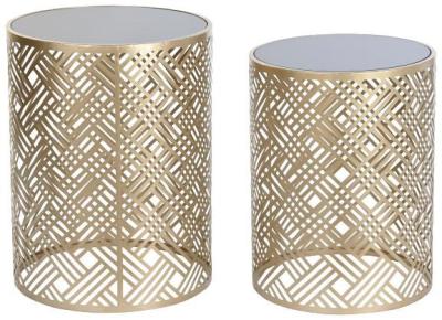 Glam Black Glass and Gold Metal Set of 2 Side Tables by Choice ...