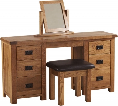 Originals Rustic Oak Double Pedestal Dressing Table by Choice Furniture ...