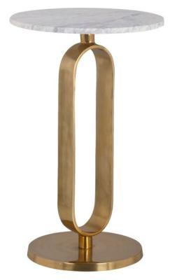 Celine Gold and White Marble Round Side Table by Choice Furniture Superstore | ufurnish.com