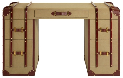 Columbus Canvas 5 Drawer Desk with Leather Trim by Choice Furniture ...