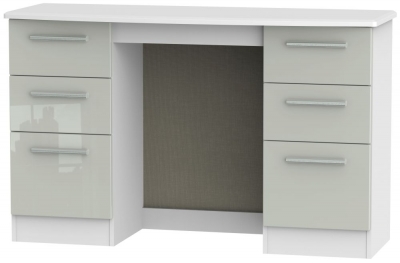 Knightsbridge Cashmere Gloss and White 6 Drawer Double Dressing Table ...