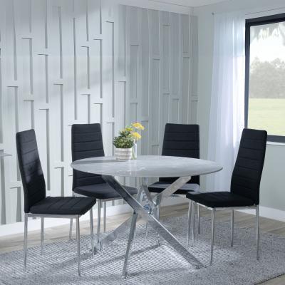 Clearance - Chopstick Grey Glass and Chrome Metal 4 Seater Round Dining ...