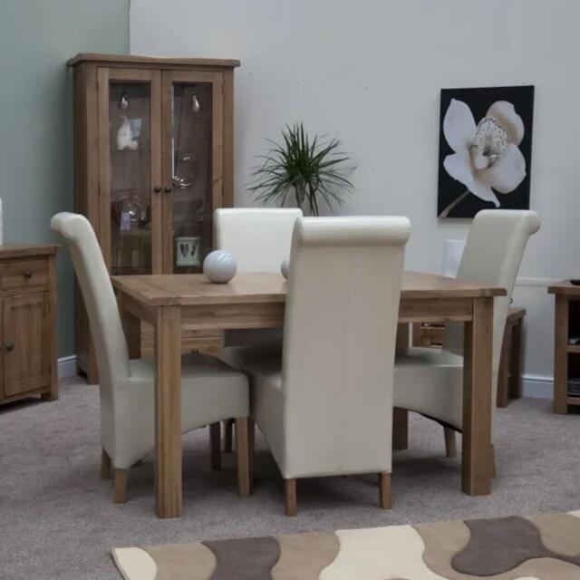 Rustic Oak Extending Dining Set with 4 Ronald Ivory Chairs by Choice ...
