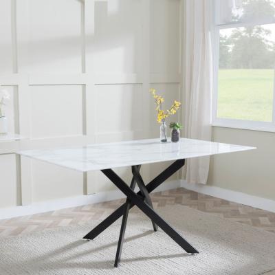Clearance - Chopstick 6 Seater White Glass Dining Table with Black ...