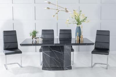 Naples Black Marble Dining Set - Arabella Black Faux Leather Chairs by Choice Furniture ...
