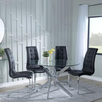 Clearance - Chopstick Clear Glass and Chrome Metal 4 Seater Round ...