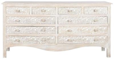 White Washed Carved Mango Wood Multi Drawer Chest by Choice Furniture ...