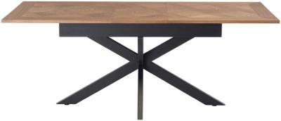 Payton 6 Seater Extending Dining Table Oak Veener with Black Powder Coated Steel X Frame Legs by ...