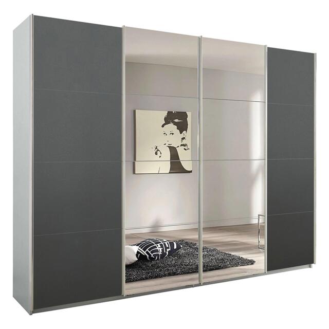 Rauch Syncrono 271cm 4 Door Sliding Wardrobe with Mirror - Silk Grey ...