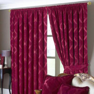 Paoletti Winchester Raspberry Jacquard Pencil Pleat Curtains by Choice ...