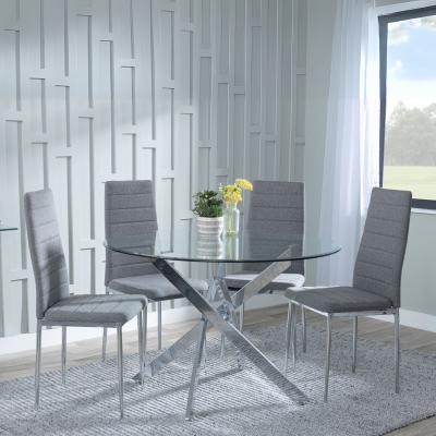 Clearance - Chopstick Clear Glass and Chrome Metal 4 Seater Round ...