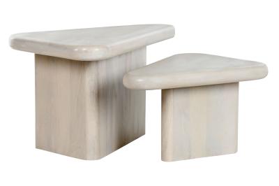 Grey Washed Mango Wood Set of 2 Triangular Coffee Tables by Choice ...