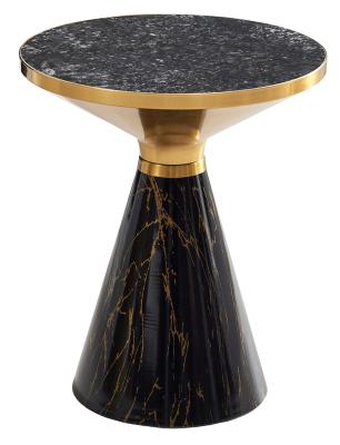 Funnel Black Ceramic Round Side Table with Gold Trim by Choice ...