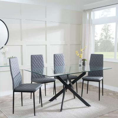 Clearance - Chopstick Clear Glass and Black Metal Dining Set - Metro ...
