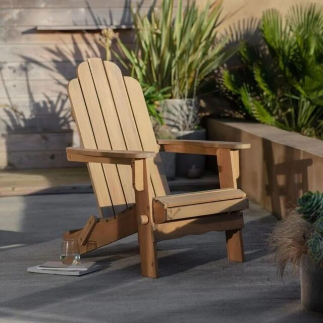 Clearance - Merton Natural Outdoor Garden Foldable Lounge Chair - A191 ...