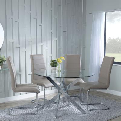 Clearance - Chopstick Clear Glass and Chrome Metal 4 Seater Round ...