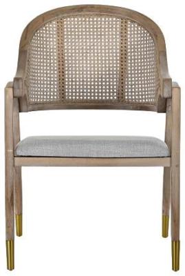 2 x Rattan and Light Grey Fabric Dining Chair by Choice Furniture ...