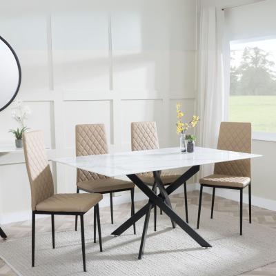 Clearance - Chopstick White Glass and Black Metal Dining Set - Metro ...