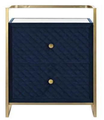 Glam Blue Velvet Fabric 2 Drawer Bedside Cabinet by Choice Furniture ...