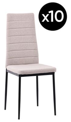 10 x Lido Dining Chair in Sand Color Fabric with Black Legs by Choice ...
