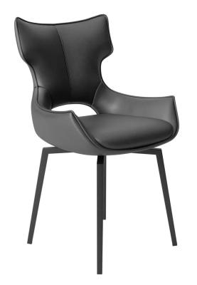 2 x Raffaello Grey Leather Swivel Dining Chair by Choice Furniture ...