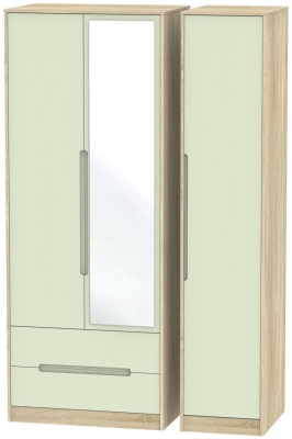 Monaco Mussel and Oak Effect 3 Door Tall Combi Wardrobe - 1 Mirror and ...