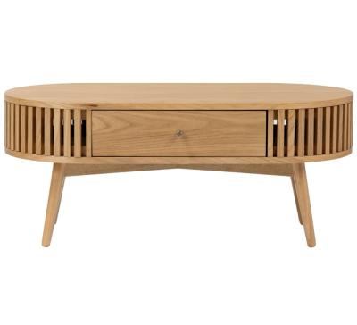 Soho Oak 1 Drawer Slatted Oval Coffee Table by Choice Furniture ...
