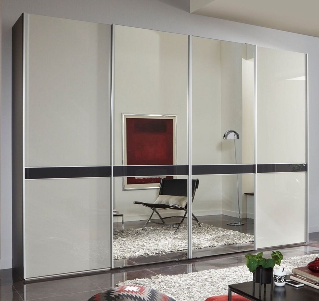 Wiemann Rialto 4 Door Mirror Sliding Wardrobe in White Glass and ...