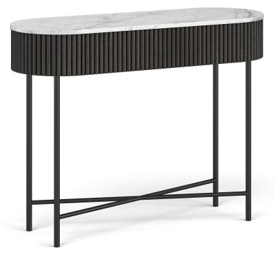 Lucas Black Fluted Console Table with White Marble Top by Choice ...