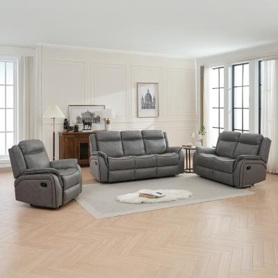 Harlee Grey Endurance Fabric 3+2+1 Seater Manual Recliner Sofa Set by ...