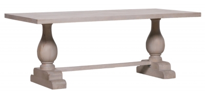 Linda Wood Rustic Washed Light Grey 8 Seater Rectangular Dining Table ...