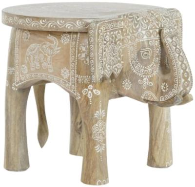 Sikar White Washed Mango Wood Elephant Side Table by Choice Furniture ...