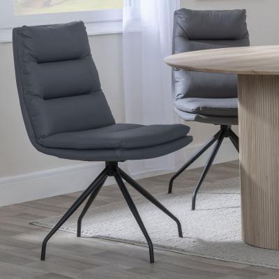 Diego Grey Leather Swivel Dining Chair with Black Legs by Choice ...