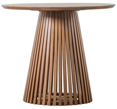 Brookland 90cm Acacia Wood Round Dining Table - Pedastal Slatted Base ...