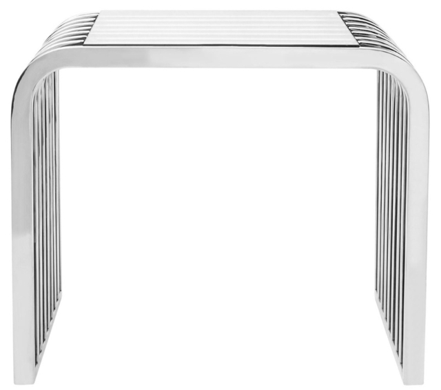 Vogue Glass and Chrome Slatted Curved End Table by Choice Furniture ...